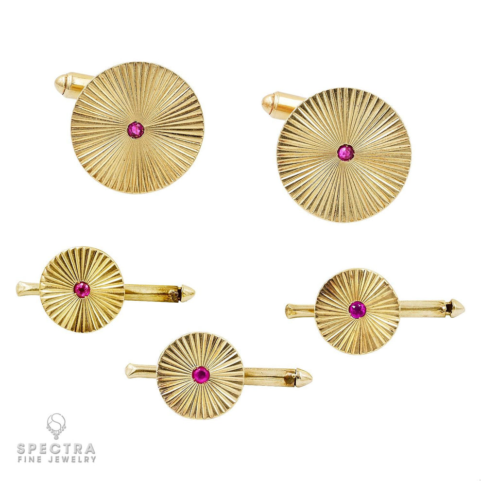Mid-Century-Style Vintage Ruby Gold Cufflinks – Spectra Fine Jewelry