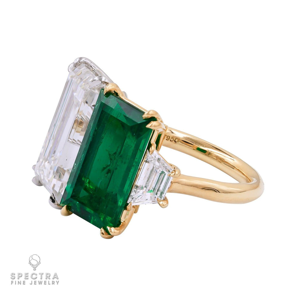Spectra Fine Jewelry 4.89ct. Emerald and 7.79ct.Diamond Twin Ring